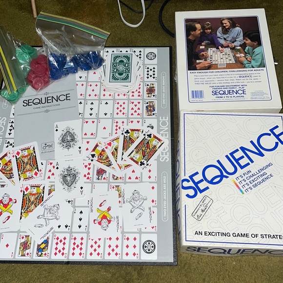 Jax | Games | Vintage 995 Sequence Board Game Of Strategy 18 Cards Guc | Poshmark